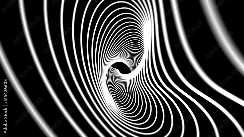 Stylish background of curved lines in dynamic motion, white on black ...