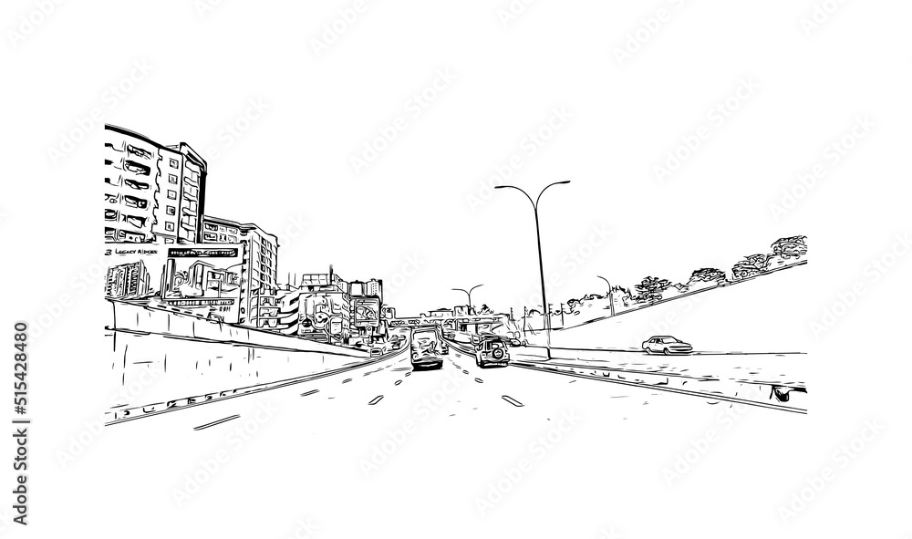 Building view with landmark of Nairobi is the capital of Kenya. Hand ...