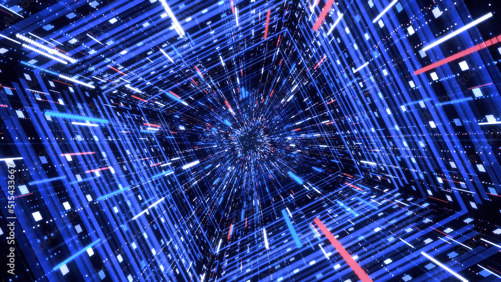 Abstrat hyper jump through blue stars into the Universe, seamless loop ...