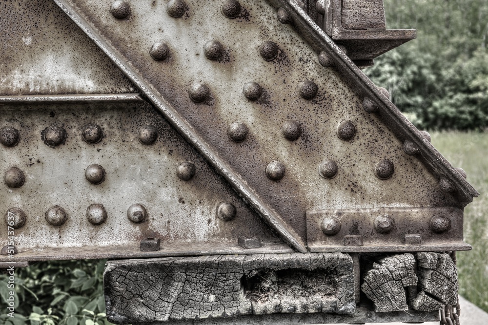 Steel girders and rivets of an old railway bridge Stock Photo | Adobe Stock