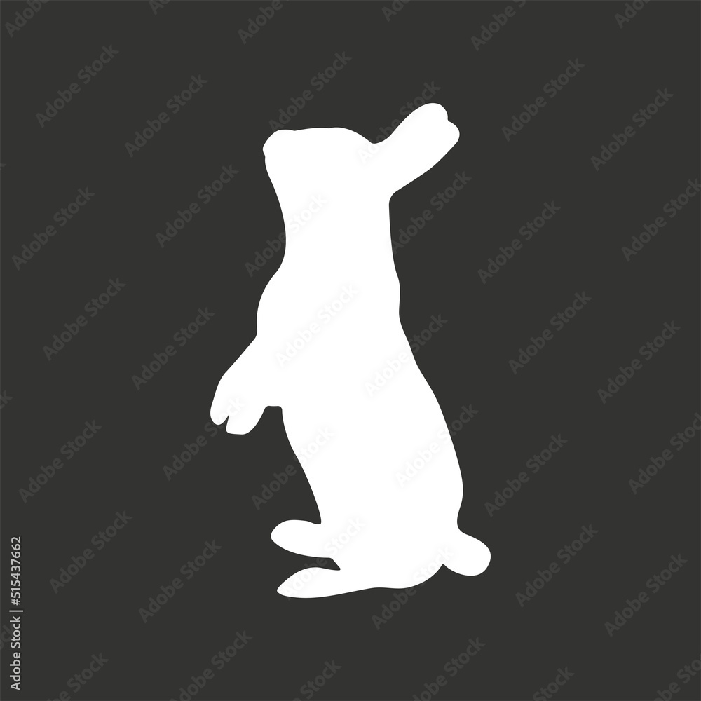 Vector sitting Hare silhouette isolated on black White sitting Rabbit ...