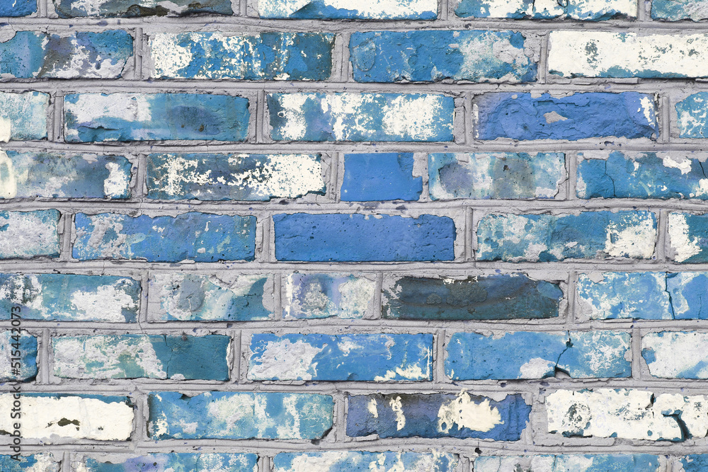 Brick wall with unusual blue bricks made of whole blue bricks and ...