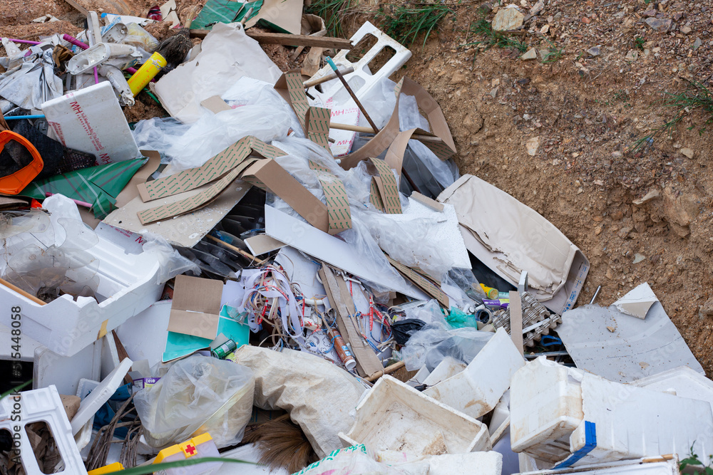 Plastic waste piles do not decompose in nature. Stock Photo | Adobe Stock