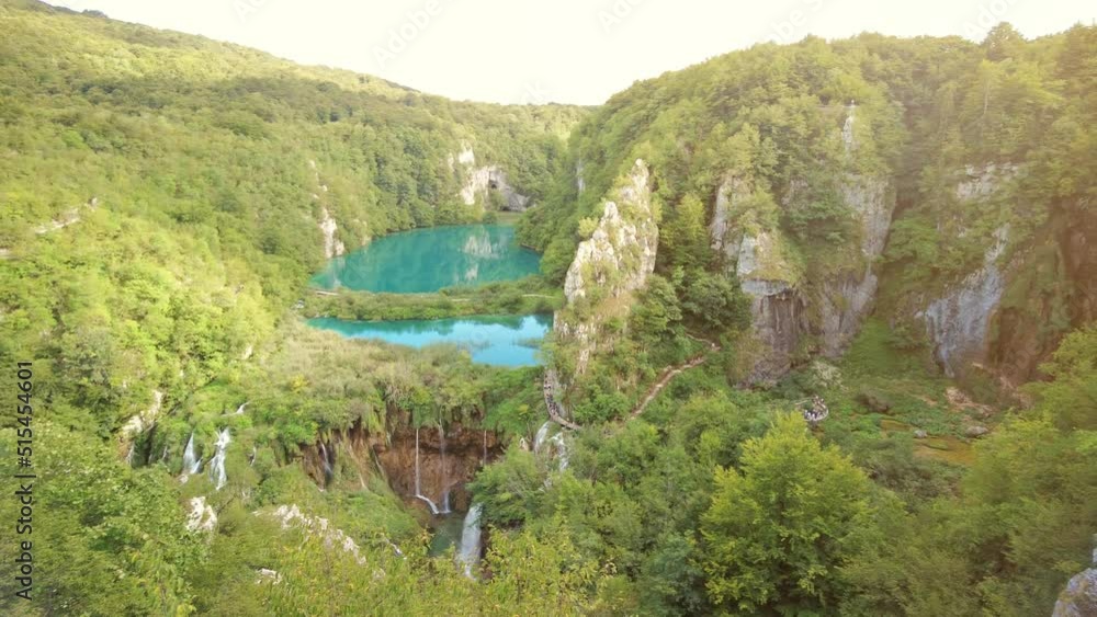 sunshine on the overlook of Novakovica Brod Lake in the Plitvice Lakes ...