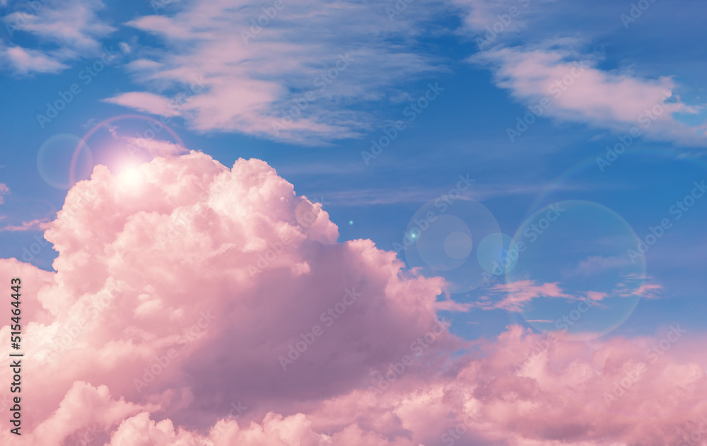 beautiful cumulus pink clouds at sunset. natural background Stock Photo ...