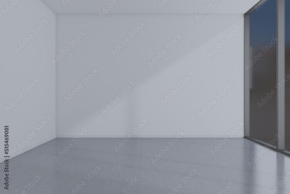 3d render and room decoration of Large bright empty room, Modern empty ...