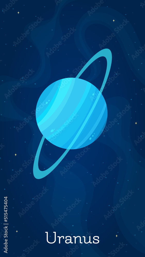 Comic space planet Uranus vector illustration. Galaxy space objects art ...