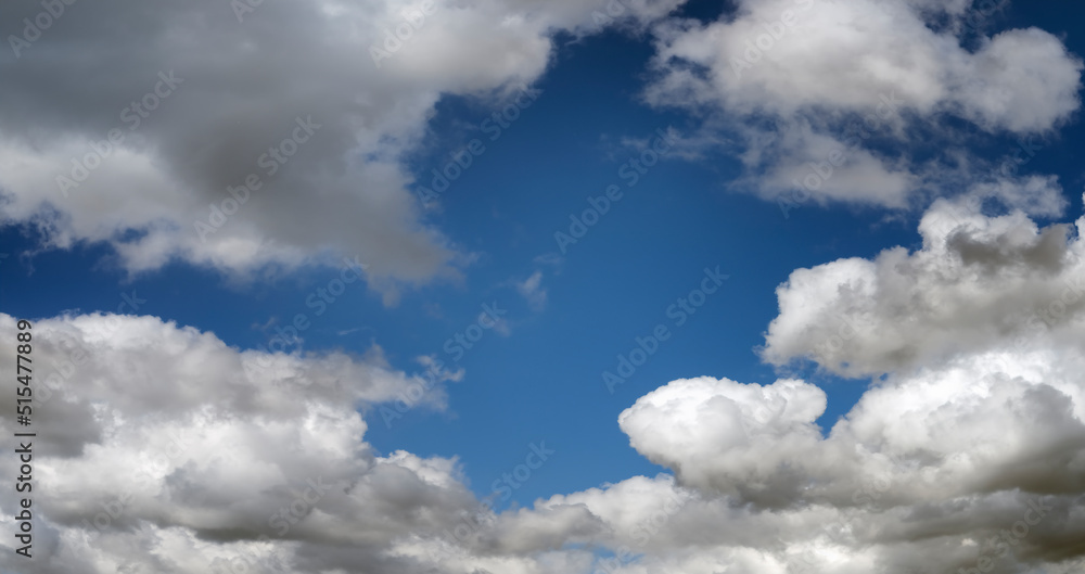 Sky overlay for digital art. Scenic white fluffy clouds moving softly ...