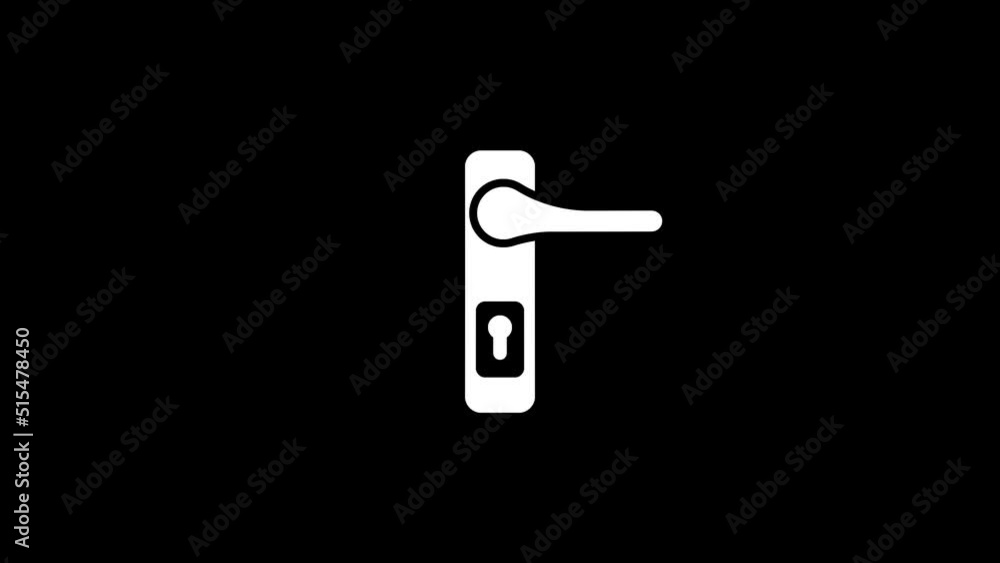White picture of door handle on a black background. handle for opening ...