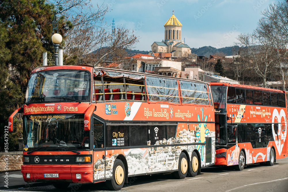 Tbilisi, Georgia - March 28, 2022: View On Red Hop On Hop Off Tourist ...