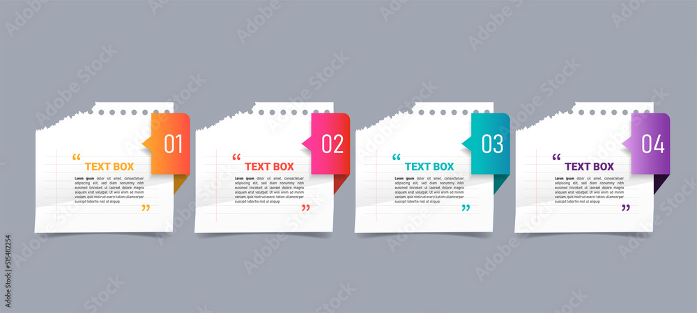 Text box design with note papers. Stock Vector | Adobe Stock
