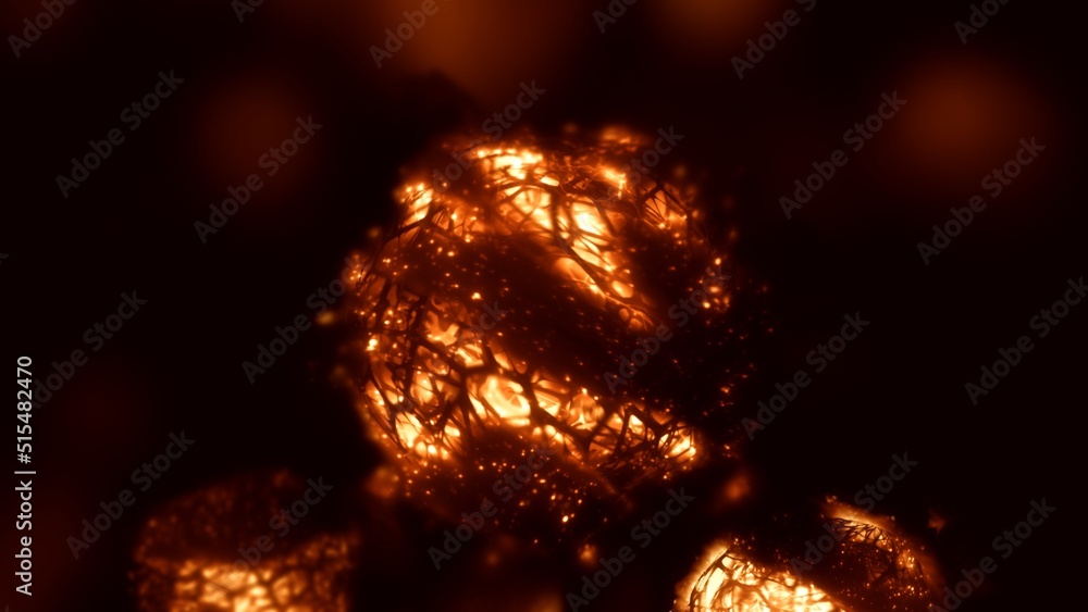 Nuclear radioactive fusion energy cell. Futuristic concept 3D ...