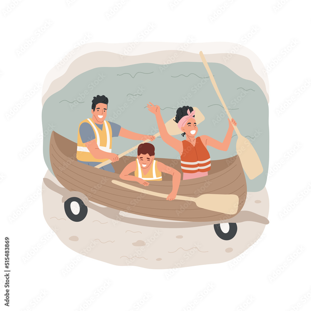 Canoe campground delivery isolated cartoon vector illustration. Family ...