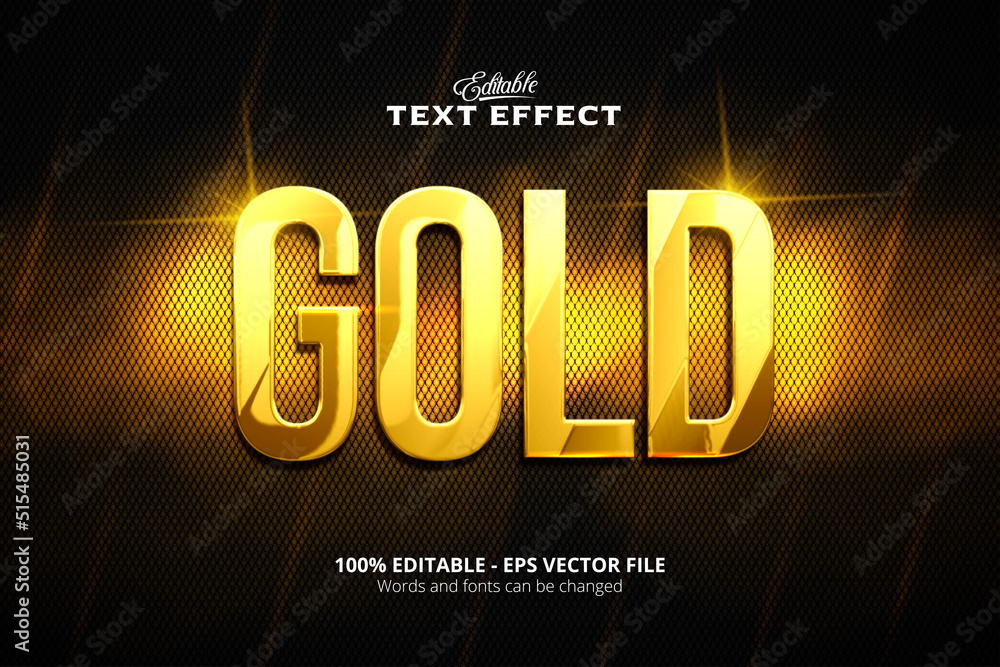 Editable text effect, Black background, Gold text Stock Vector | Adobe ...