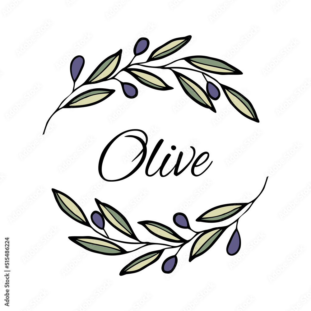 Vetor de Olive wreath Sketched floral frame.Vector templates for ...