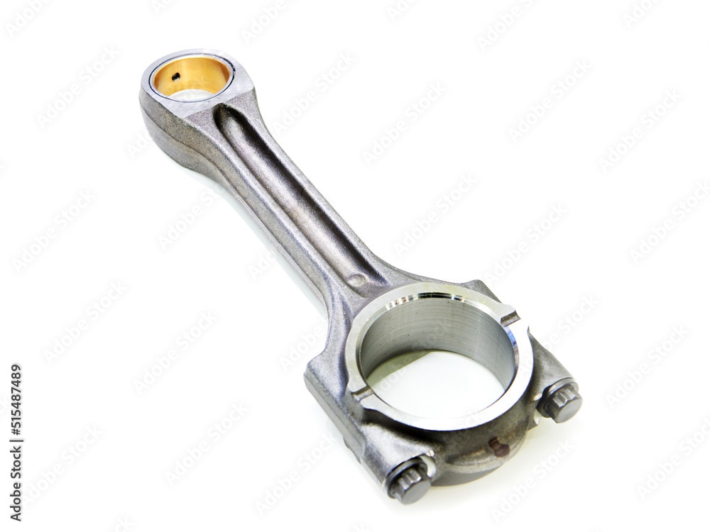 Connecting rod of piston engine isolated white Stock Photo | Adobe Stock