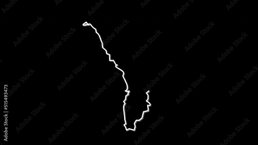 Moldova map, country territory outline self drawing animation. Line art ...