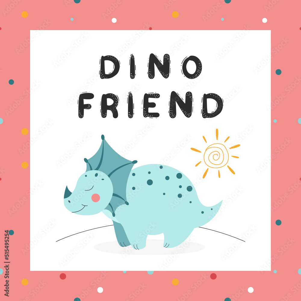 Cute dinosaur vector, cute dinosaur illustration, dino set, dino print ...