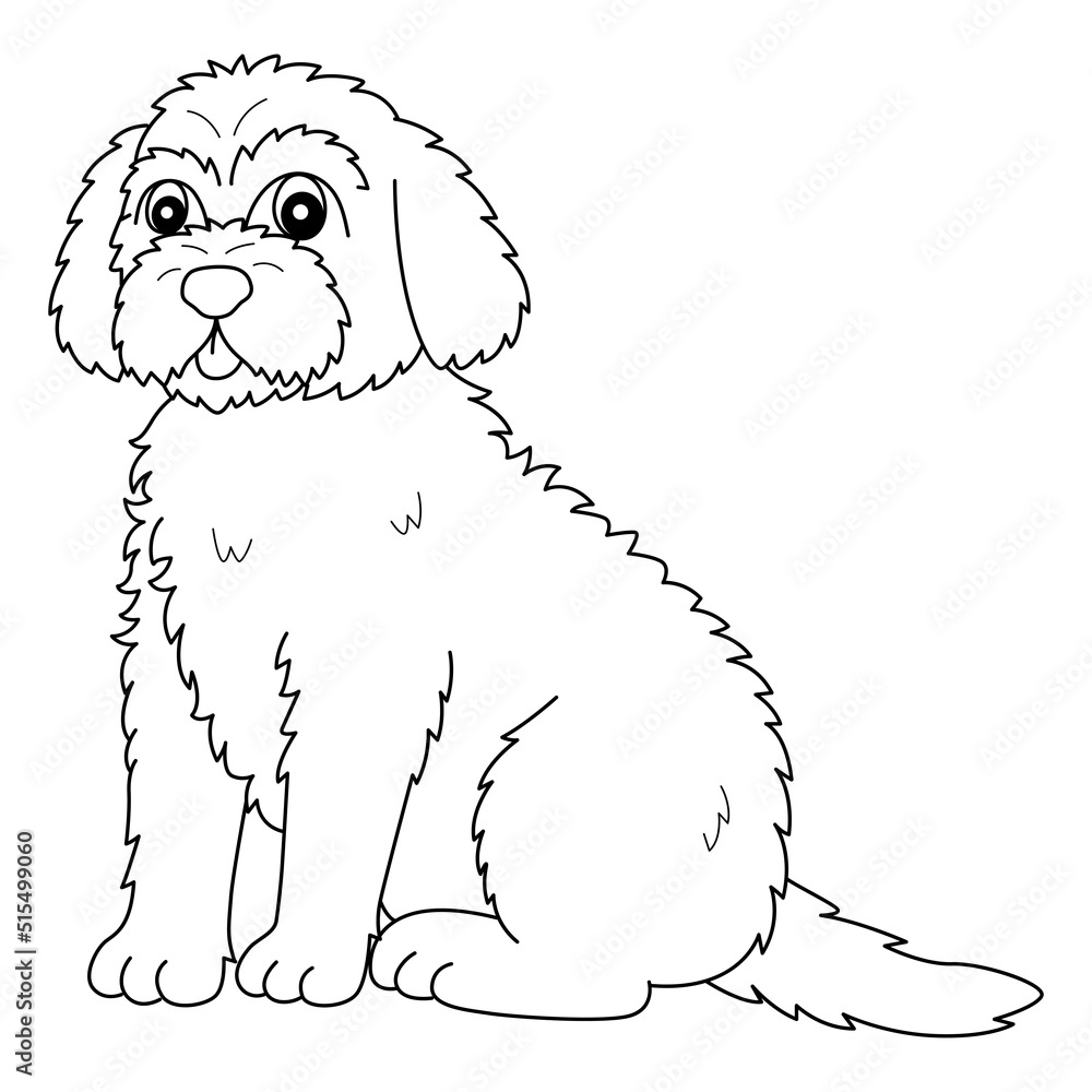 Goldendoodle Dog Isolated Coloring Page for Kids Stock Vector | Adobe Stock