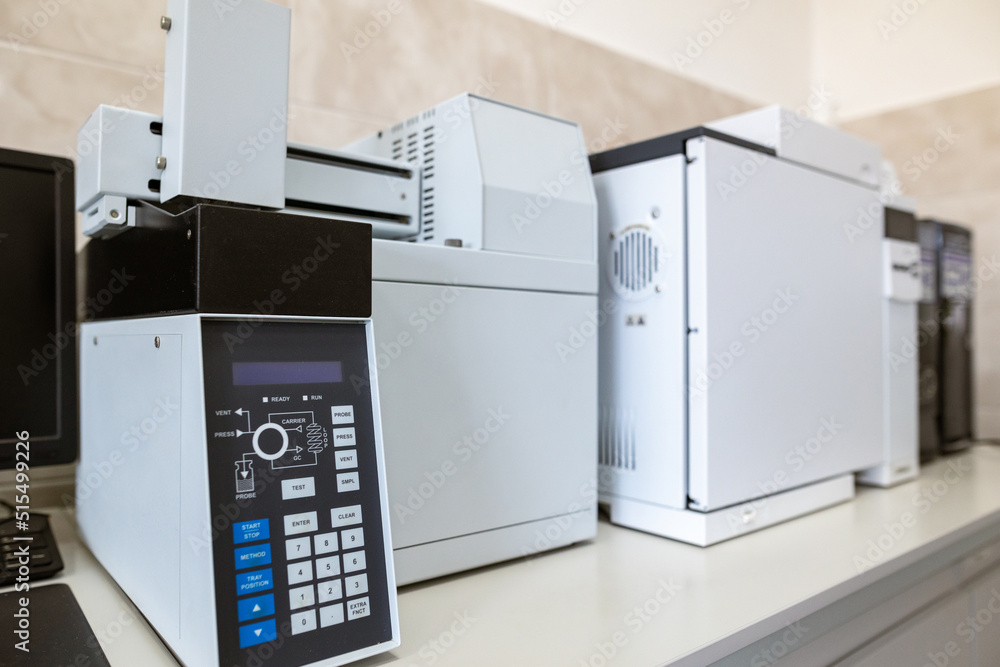 The gas chromatograph system with head space sampler. The system ...