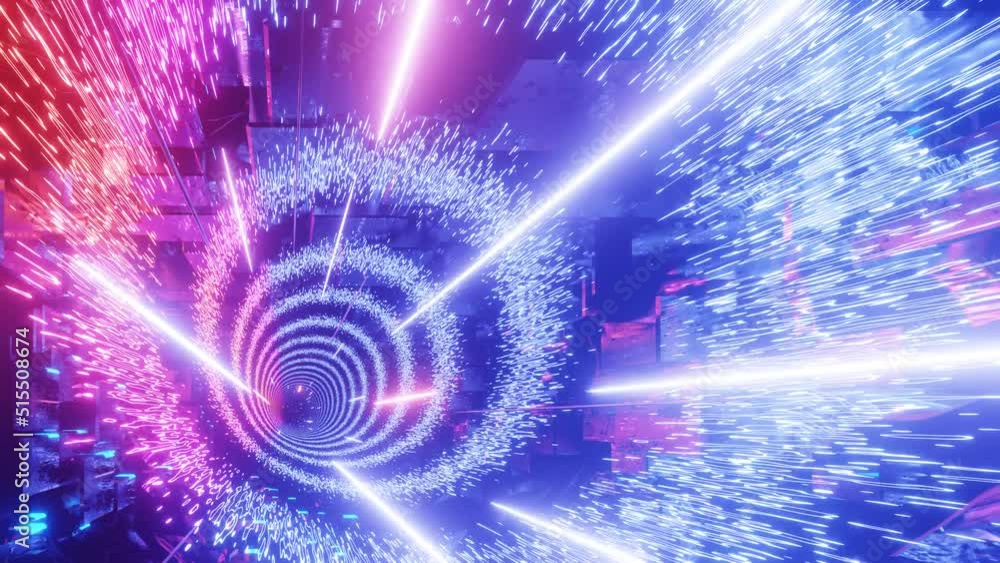 80's neon light style flight. Hi-tech neon sci-fi tunel. Trendy neon ...