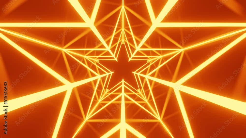 Orange neon stars tunnel animation Stock Video | Adobe Stock