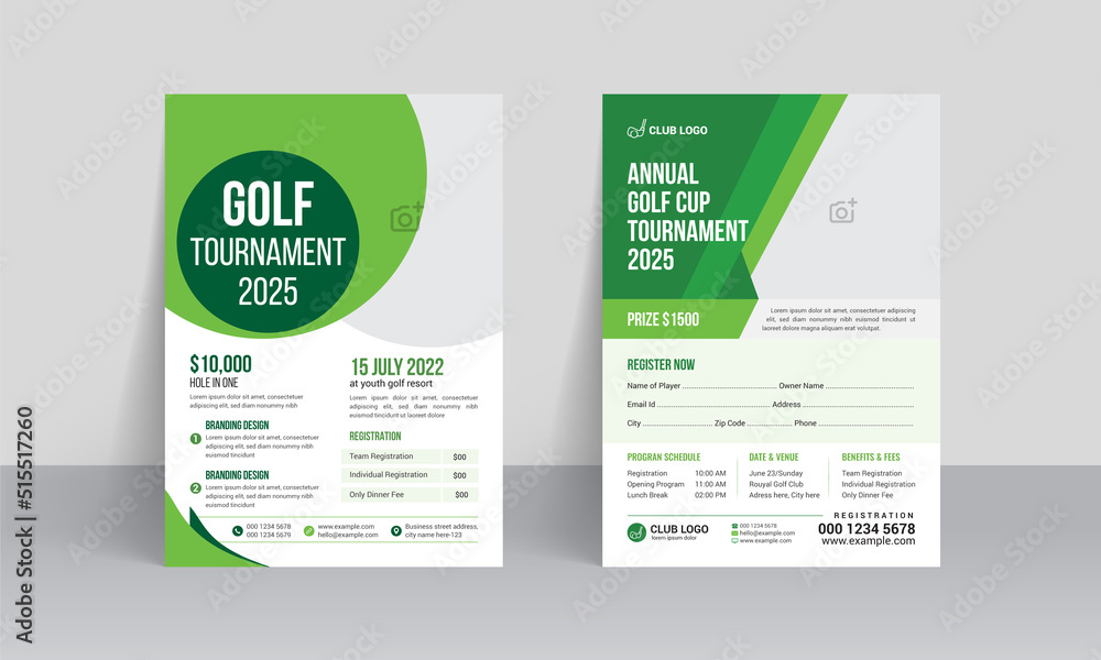 Golf tournament flyer template with sports event poster and annual ...