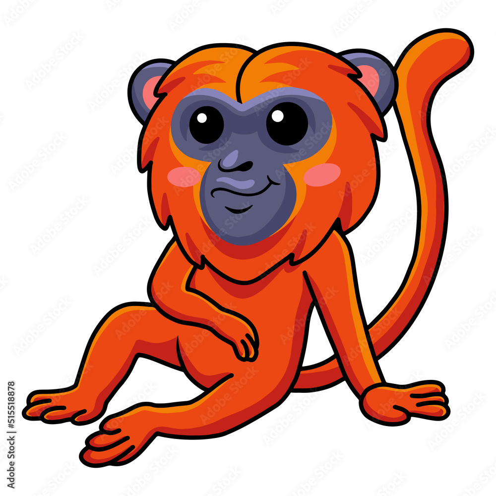 Cute red howler monkey cartoon sitting Stock Vector | Adobe Stock