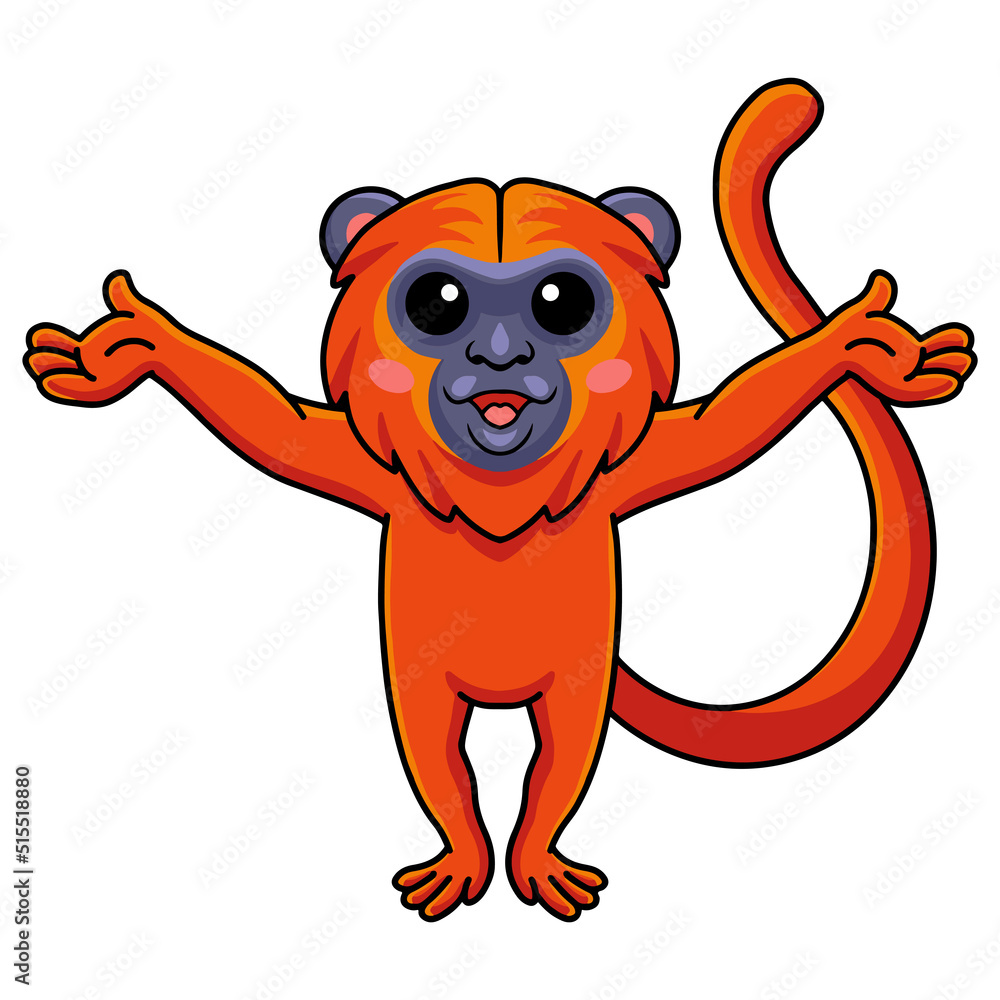Cute red howler monkey cartoon raising hands Stock Vector | Adobe Stock