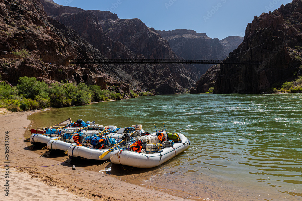 River Rafts on Boat Beach, River Trail, Grand Canyon National Park ...