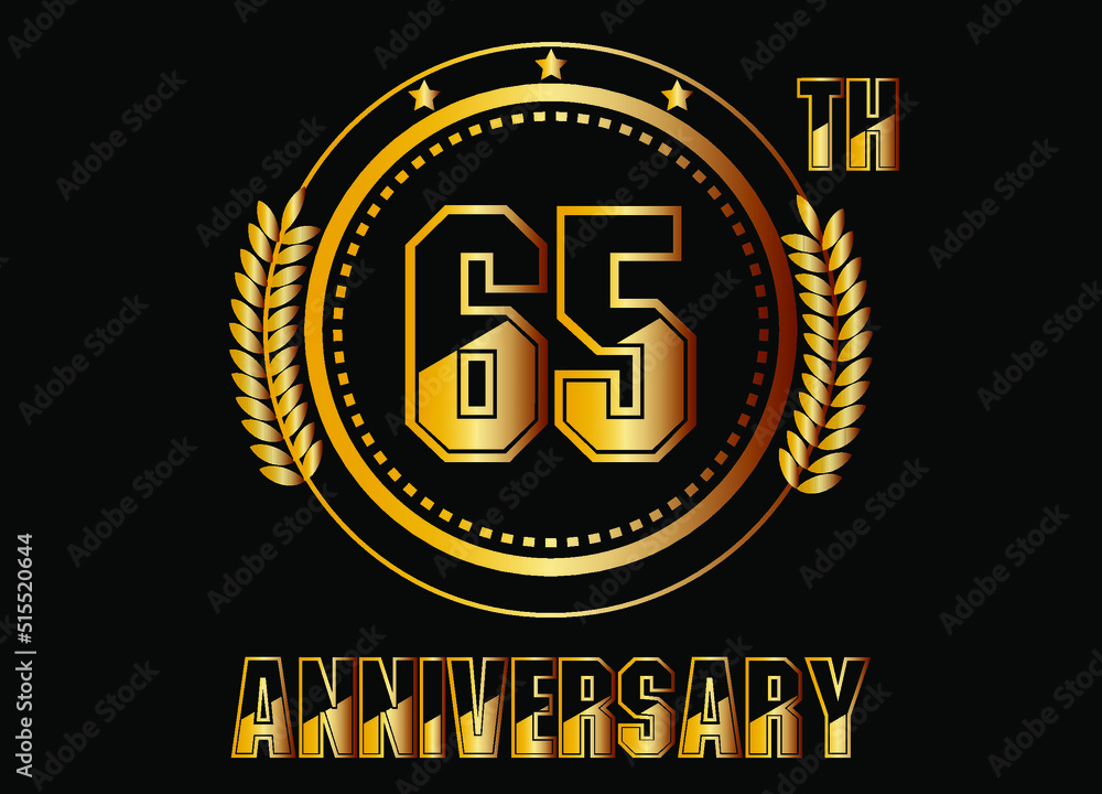 65 years anniversary. Gold vector with rings for 65 years anniversary ...