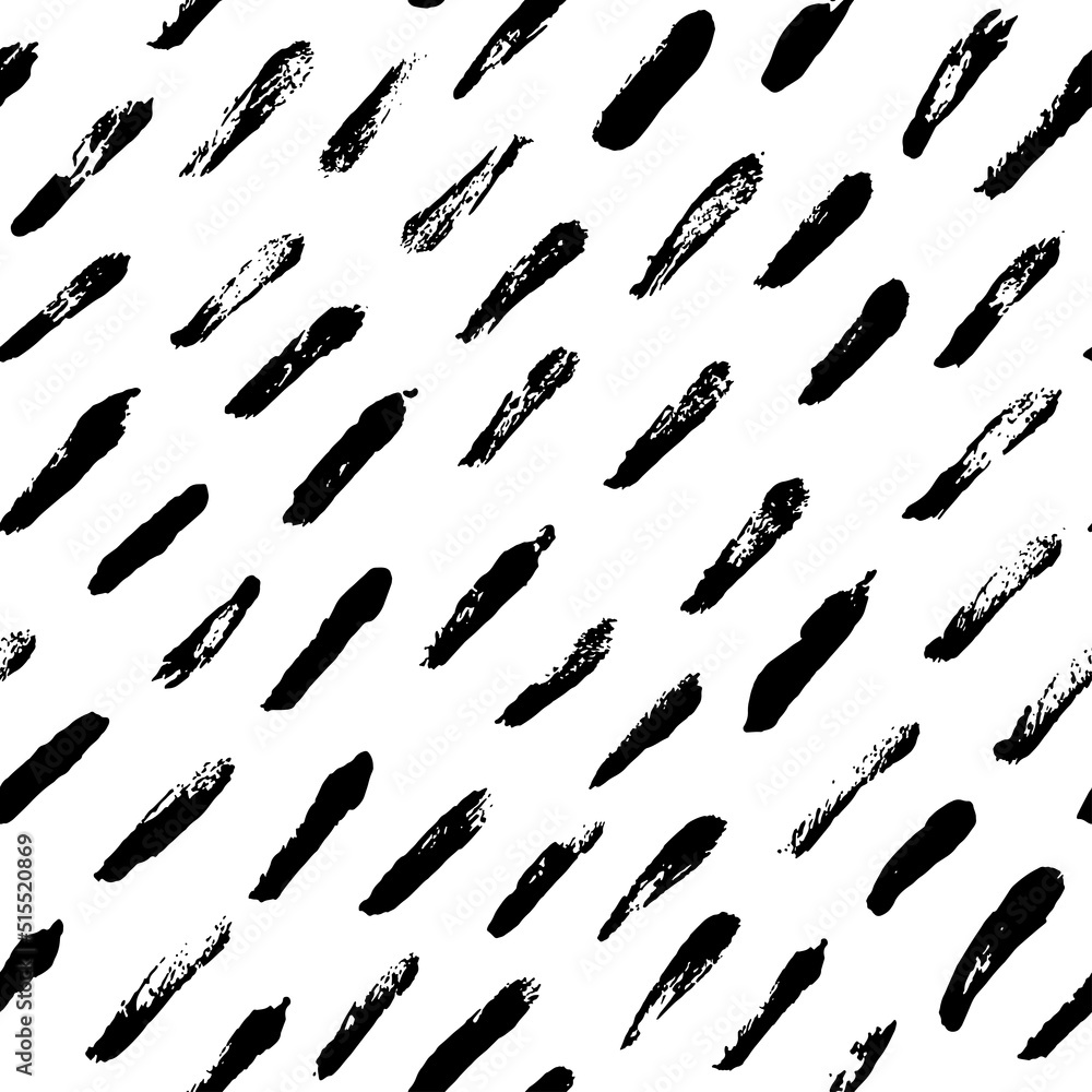 Diagonal dashed lines vector seamless pattern. Black irregular small ...