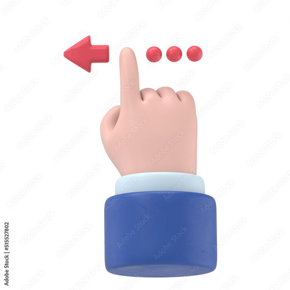 Touchscreen gesture line icons.3D illustration hand Swipe Left Cartoon ...