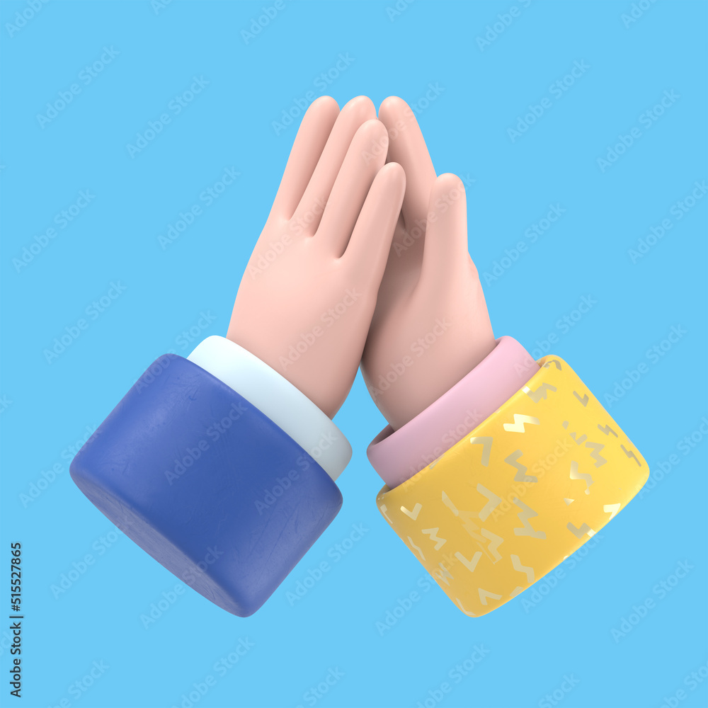 3d illustration. Cartoon character hands High five gesture. Give me ...