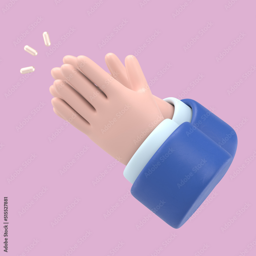 Cartoon character hands clapping or applause with loud noise. Business ...