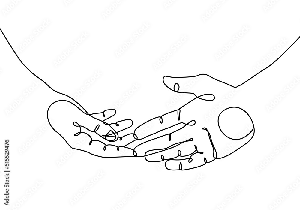 Holding Hands Continuous Line Drawing. Hands Minimalist Abstract ...