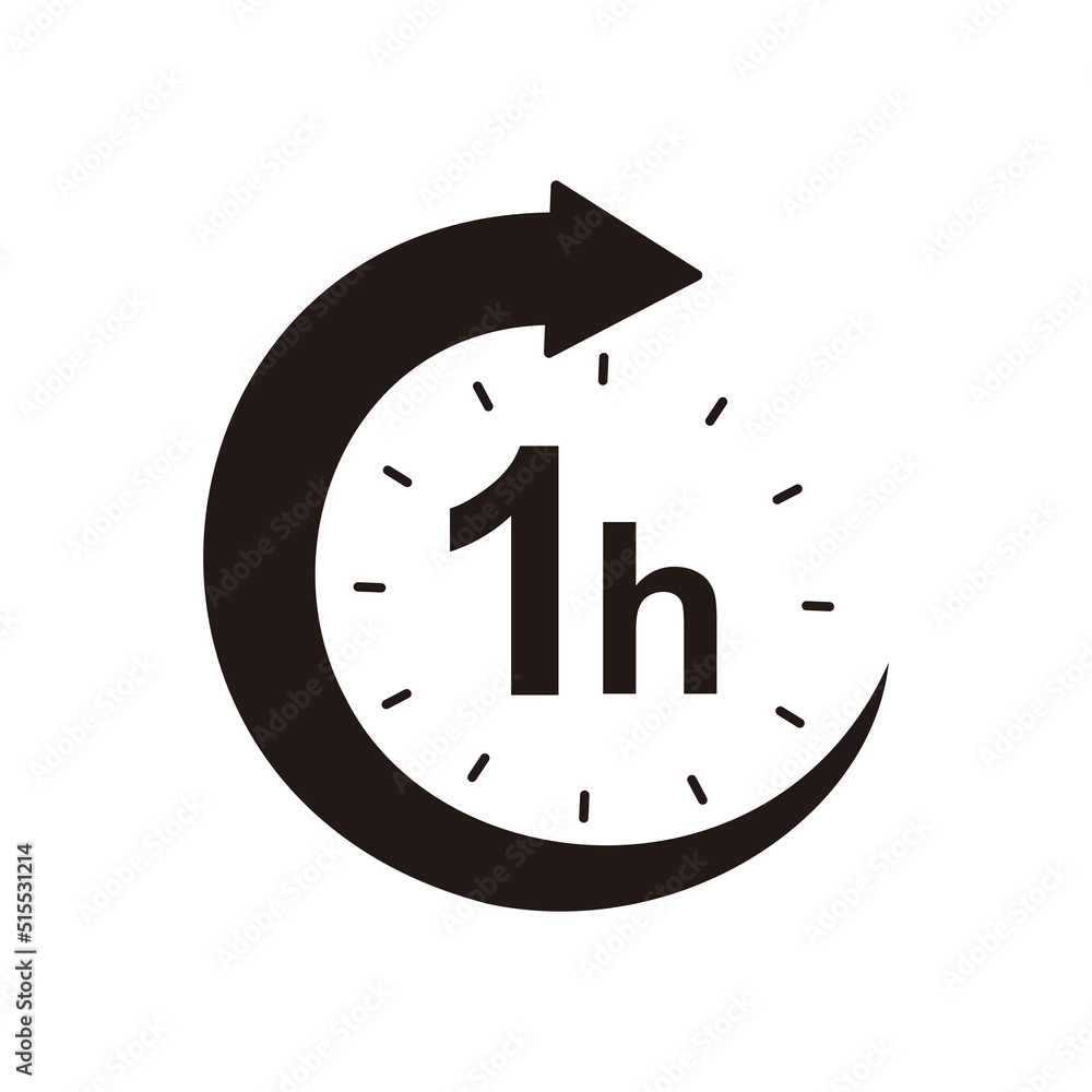 One Hour Round Icon With Arrow Symbol Illustration Stock Vector Adobe