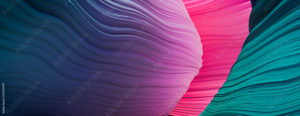 Purple and Turquoise 3D Undulating Geometry. Contemporary Background ...