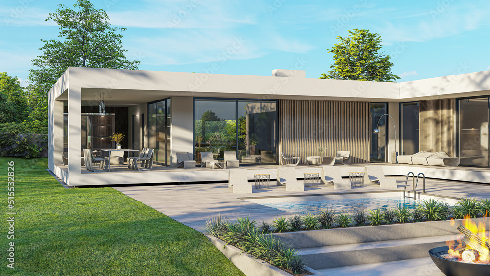 Design house - modern villa with open plan living and private bedroom ...