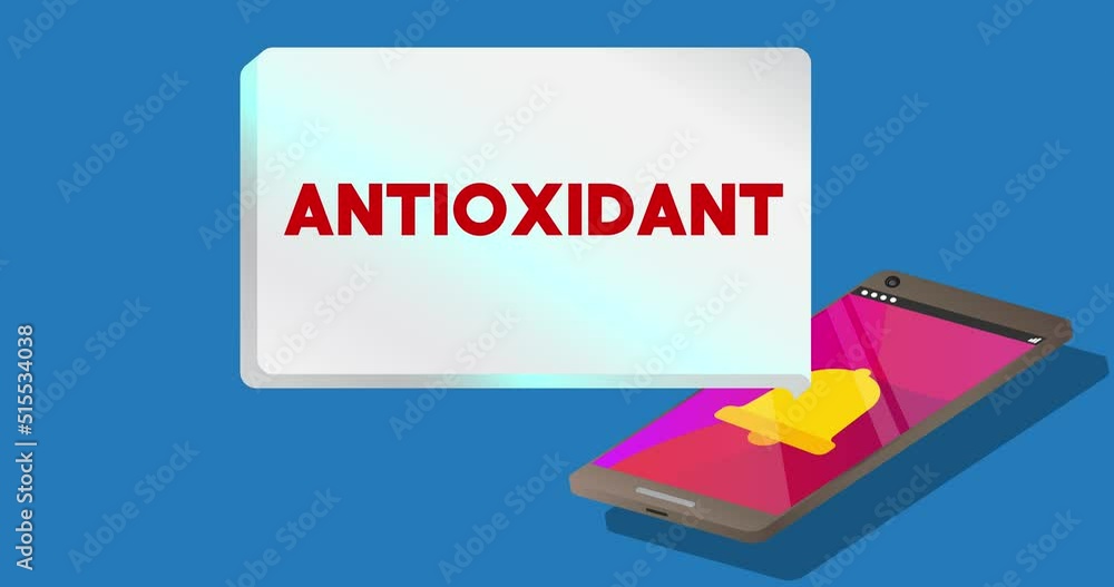 Antioxidant Text On Notification Bubble From Portable Information Device Screen Mobile App