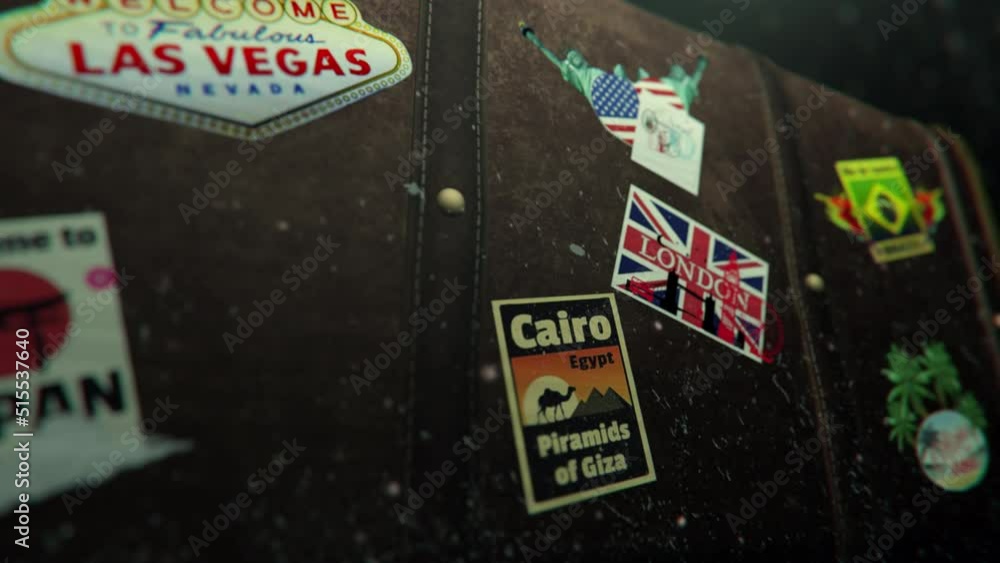 Travel Suitcase And Famous Travel Locations Stickers, Animation.Full HD ...