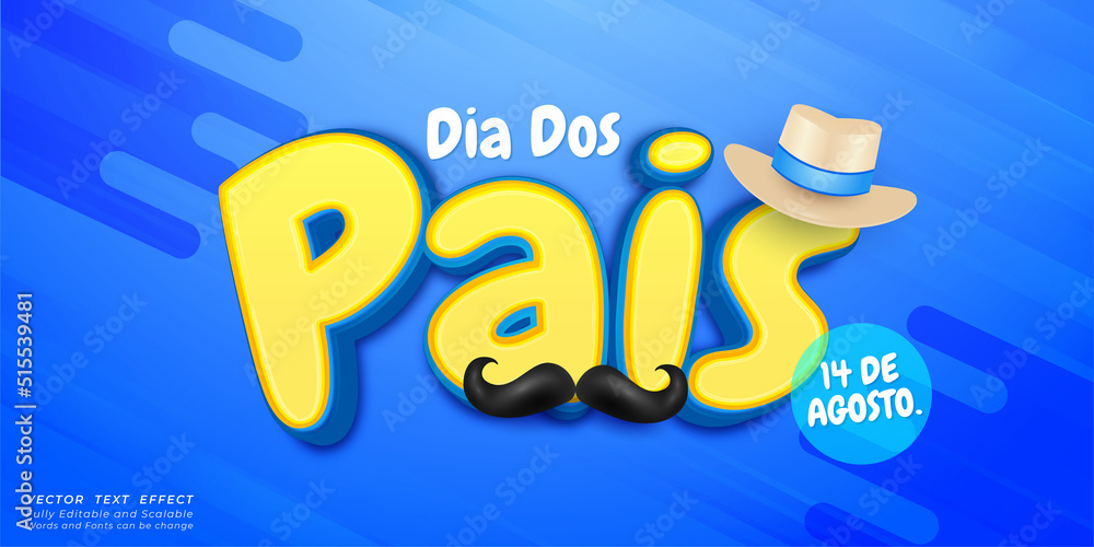 Editable text effect dia dos Pais text 3D style concept Stock Vector ...
