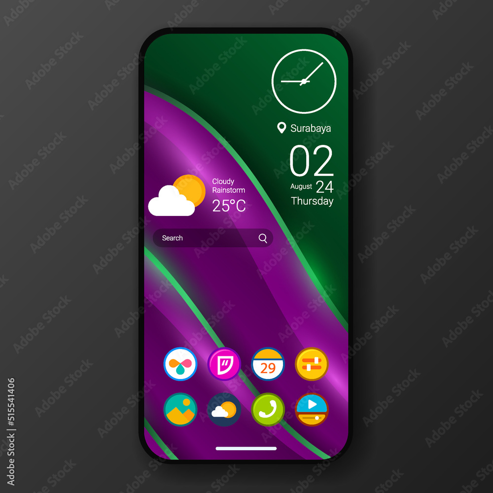 3d wave custom user interface home screen realistic smartphone design ...