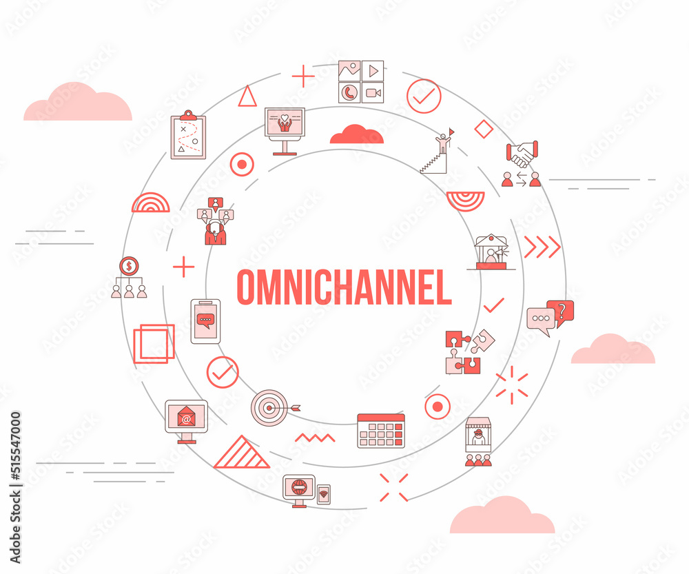 omnichannel concept with icon set template banner and circle round ...