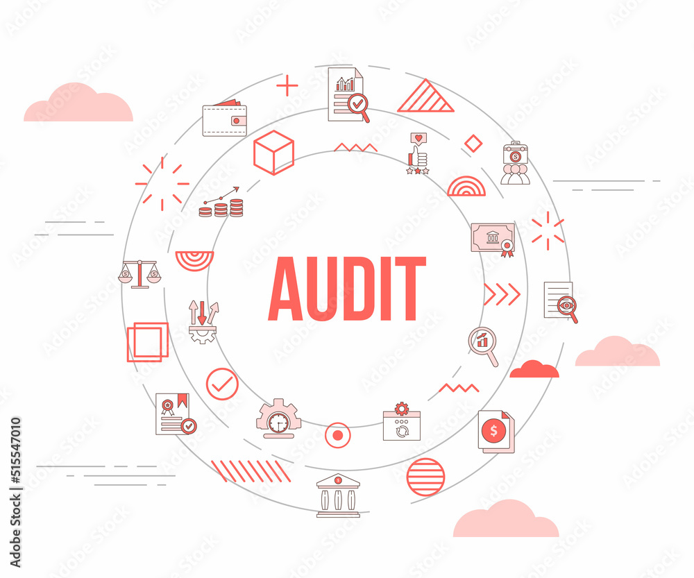 audit concept with icon set template banner and circle round shape ...