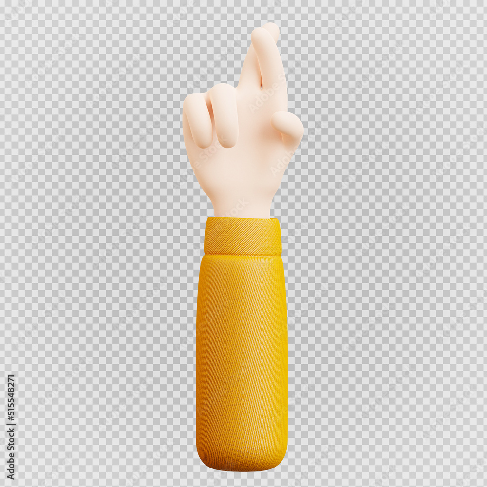 3d render of hand gesture pose,cross finger pose on transparent. Stock ...