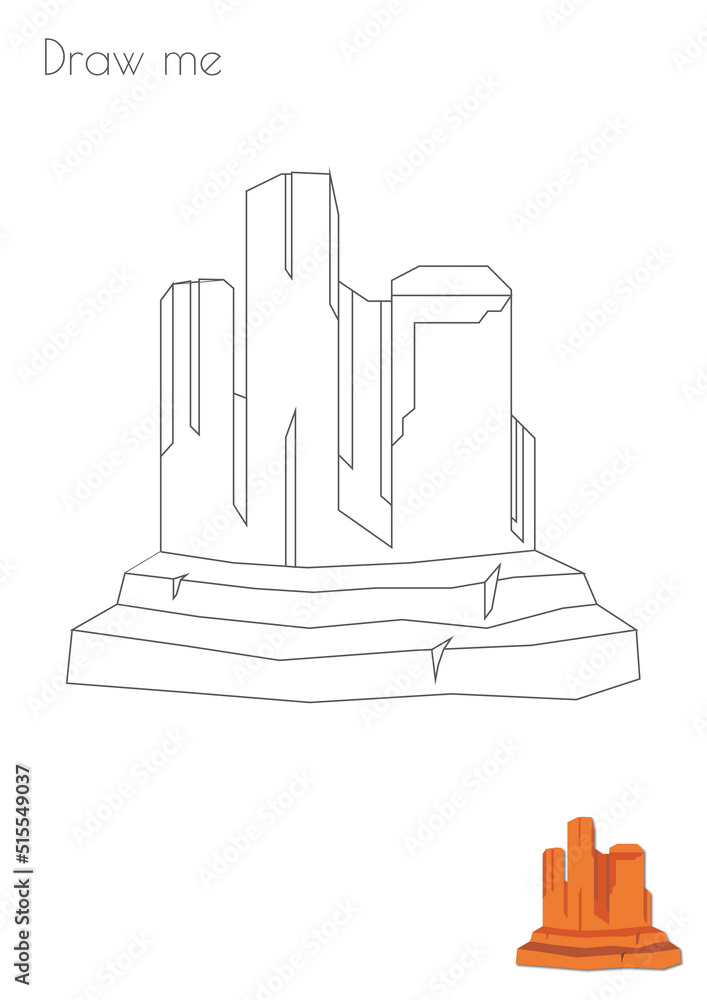 Simple Outline Stroke Mountain Vulcan Rock Silhouette Photo Drawing ...