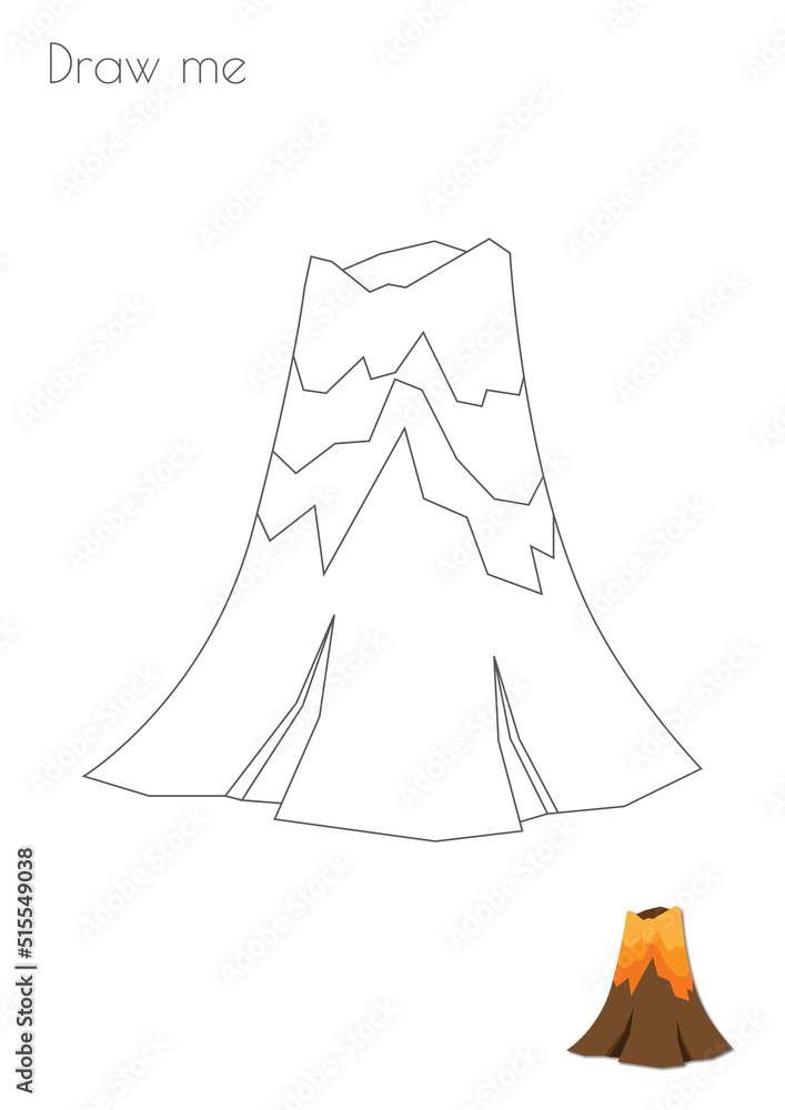 Poster Simple Outline Stroke Mountain Vulcan Rock Silhouette Photo ...