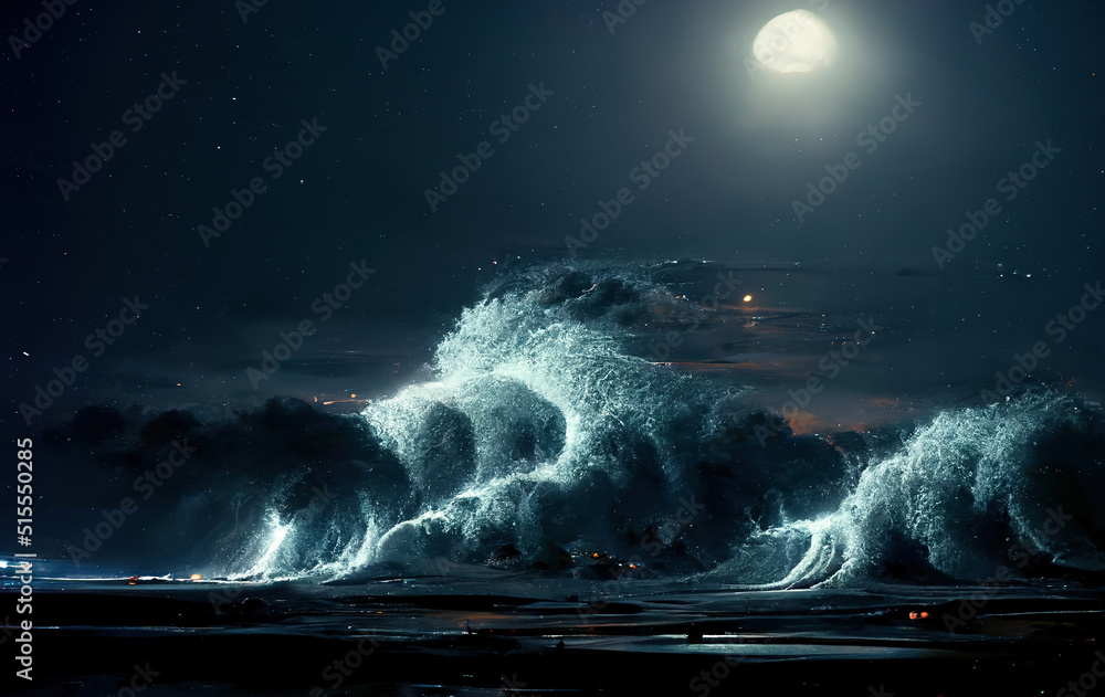 Beach Waves At Night