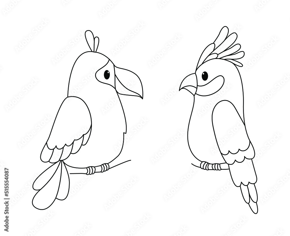 Coloring Page Outline Of Cartoon parrot . Coloring book for kids ...
